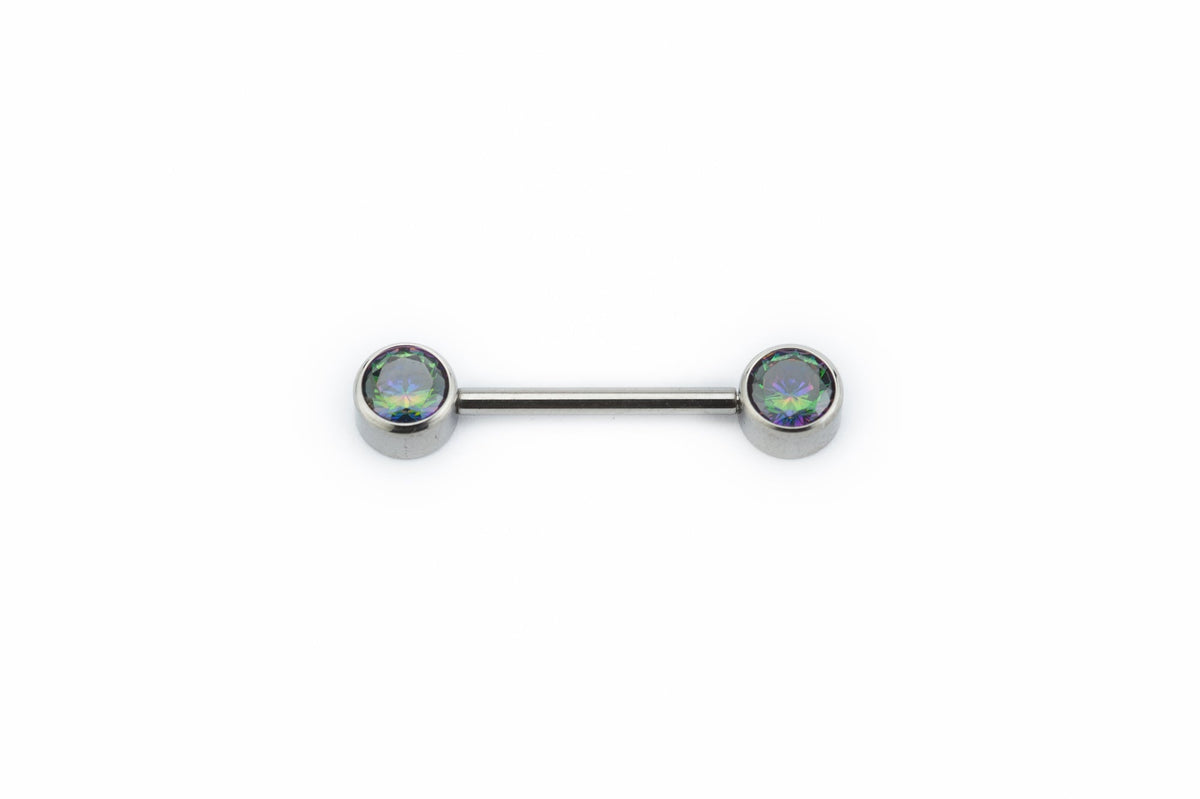 Vermilion Crystal Flat Titanium Nipple Barbell – Luvnroll®